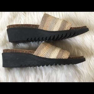 Judith | Shoes | Judith Shades Of Beige Fabric Wedge Slidessize 8m ...